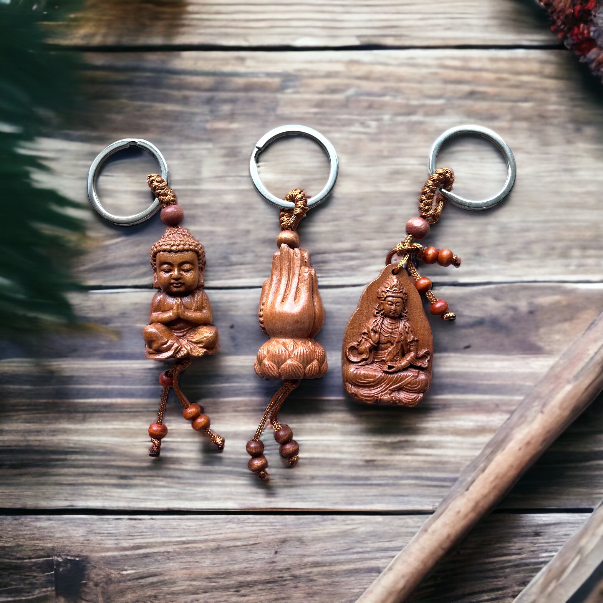 Buddha Wooden Keychain – ivyhazelco
